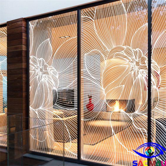 Thi công decal dán kính mờ hoa văn theo yêu cầu